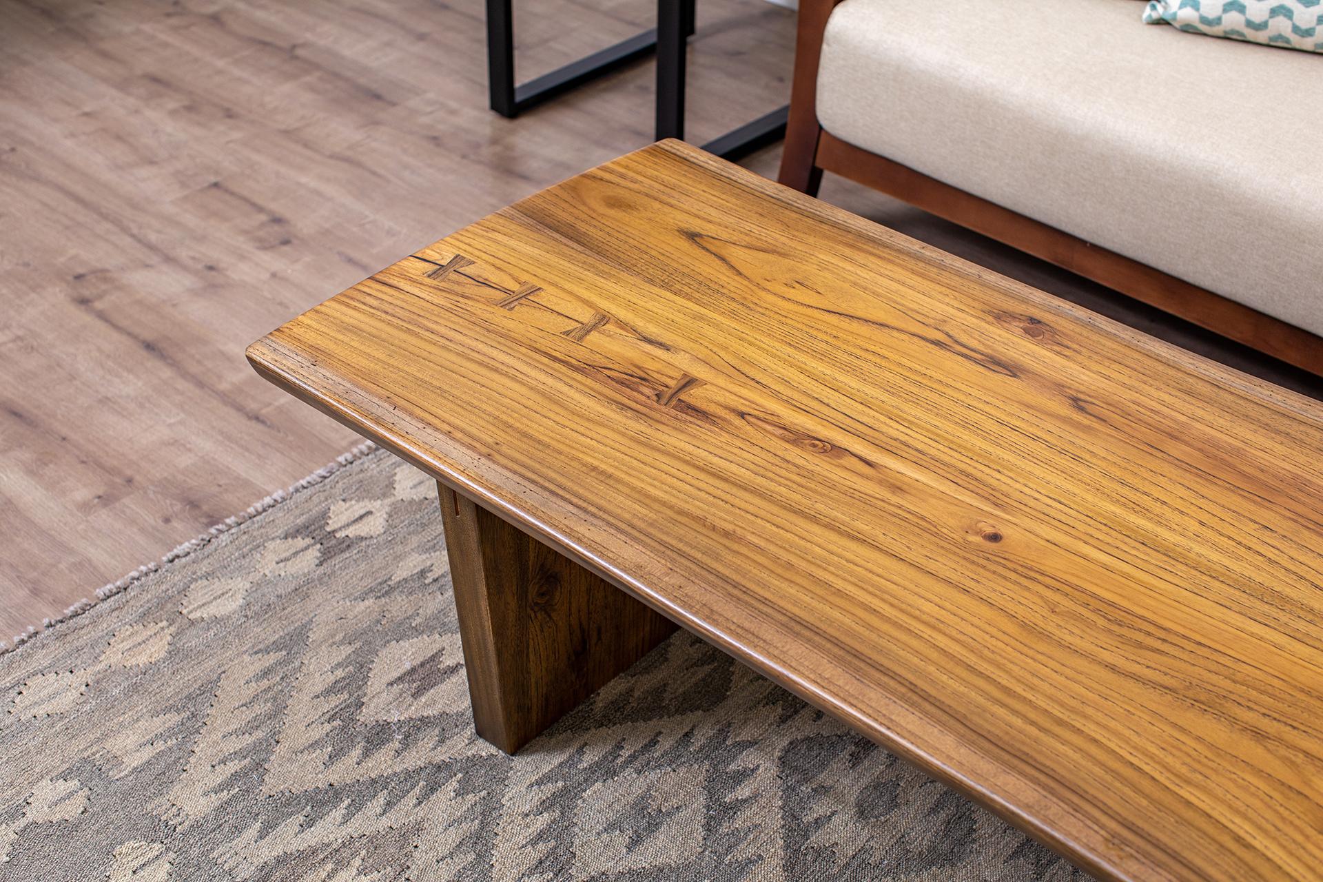 Solid Teak Book-Matched Live Edge Coffee Table Autumn Smooth For Sale ...