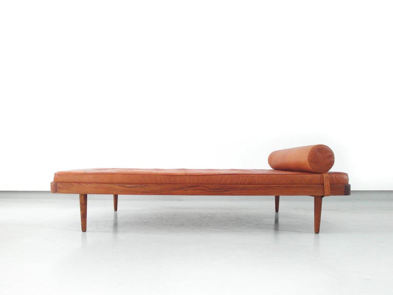 Solid Teak Danish Daybed with Cognac Leather Mattress, Denmark, circa ...
