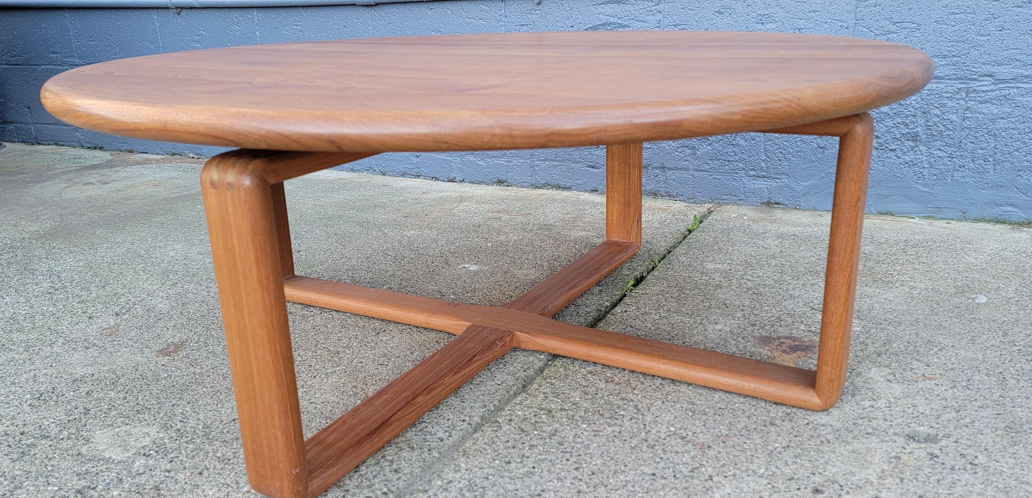Solid Teak Danish Modern Round Coffee Table at 1stDibs