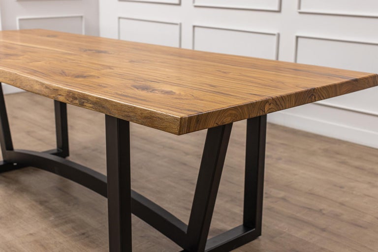 Solid Teak Double Book-Matched Rectangular Dining Table in Smooth ...