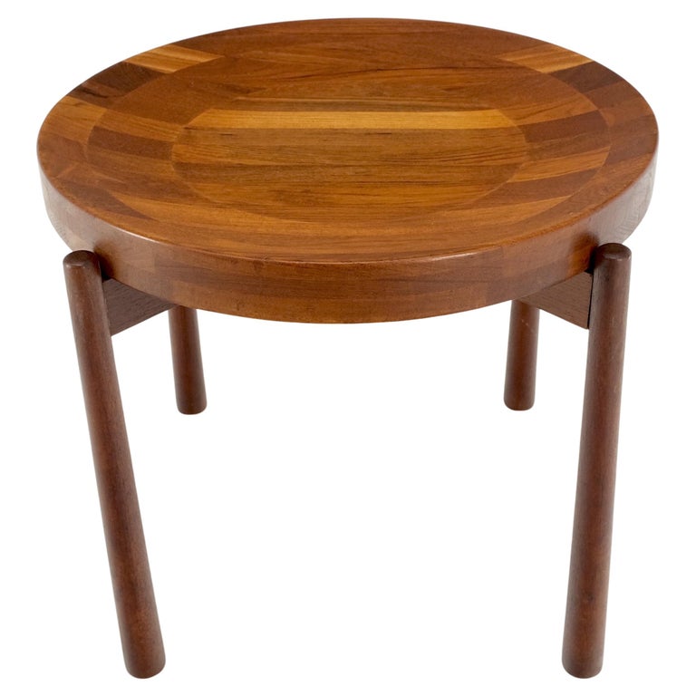 Solid Teak Flip Top Tapered Legs Base Danish Mid Century Modern Side ...