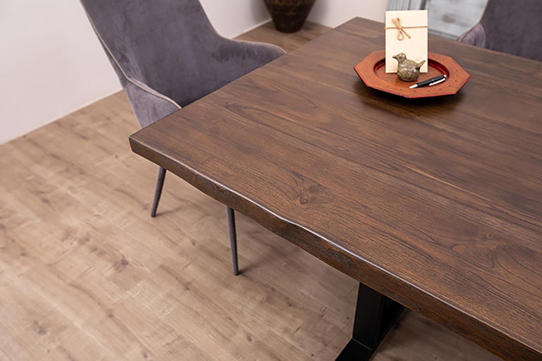 Solid Teak Live Edge Dining Table in Cocoa- Color Chip Sample Available ...