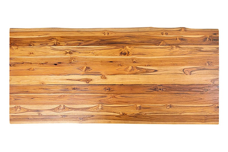 Solid Teak Live Edge Table with Metal Legs For Sale at 1stDibs