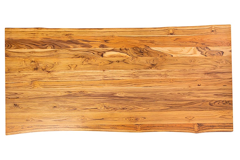 Solid Teak Live Edge Table with Metal Legs For Sale at 1stDibs