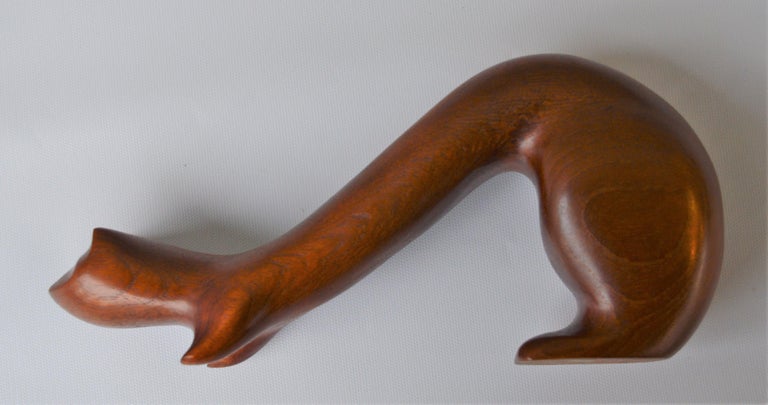 Solid Teak Minimalist Ferret Carving or Sculpture by John Fox at 1stDibs