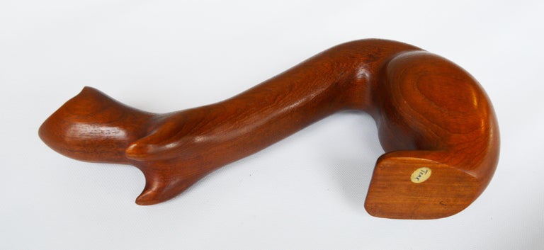 Solid Teak Minimalist Ferret Carving or Sculpture by John Fox at 1stDibs