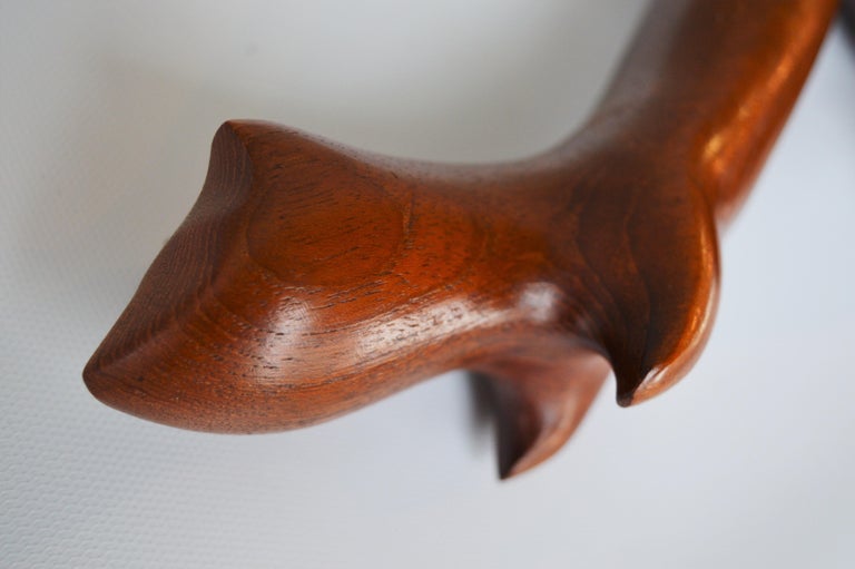 Solid Teak Minimalist Ferret Carving or Sculpture by John Fox at 1stDibs