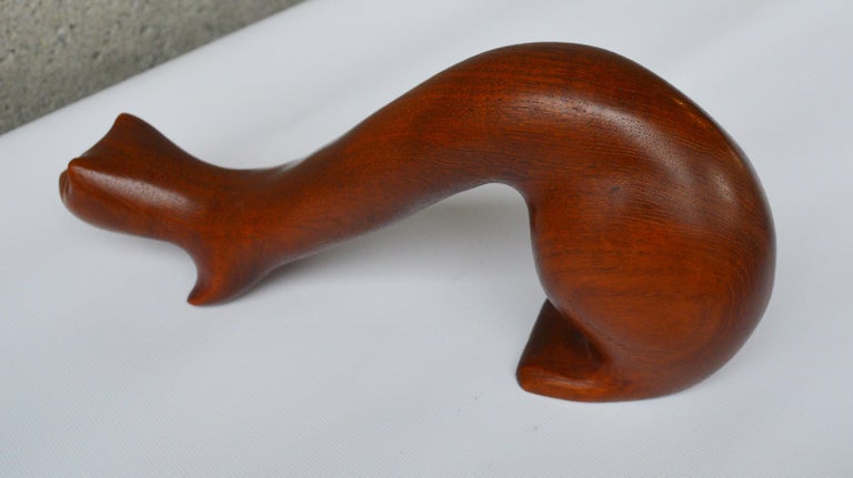 Solid Teak Minimalist Ferret Carving or Sculpture by John Fox at 1stDibs