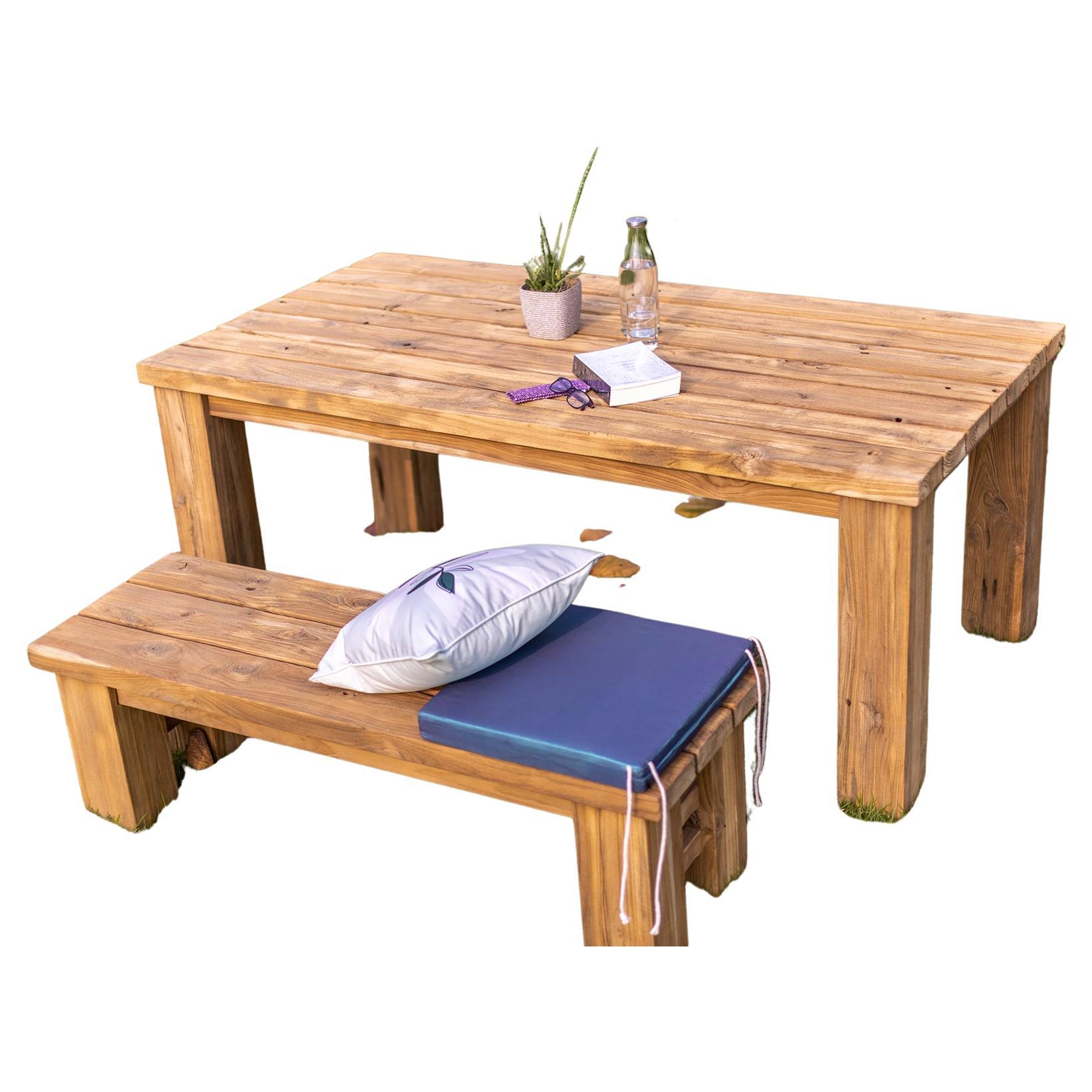 Handcrafted Solid Teak Outdoor Dining Table For Sale at 1stDibs