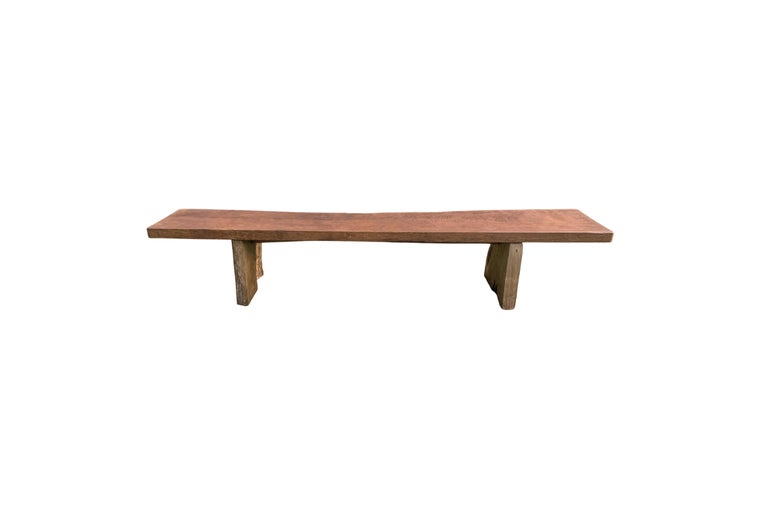 Solid Teak Wood Long Bench Modern Organic For Sale at 1stDibs