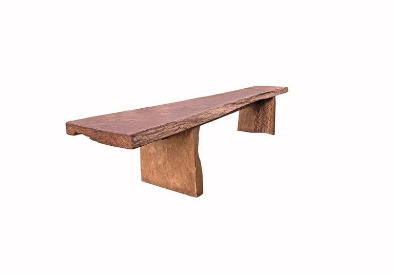 Solid Teak Wood Long Bench Modern Organic For Sale at 1stDibs