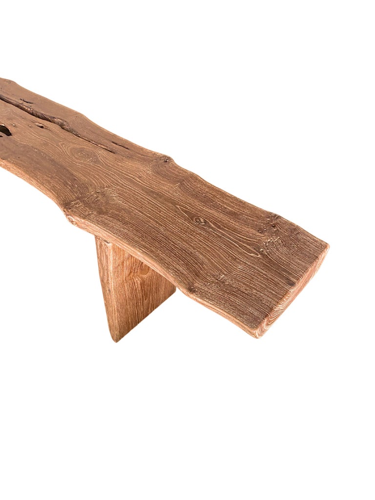Solid Teak Wood Long Bench Modern Organic For Sale at 1stDibs