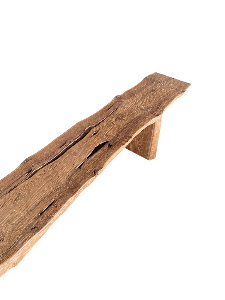 Solid Teak Wood Long Bench Modern Organic For Sale at 1stDibs