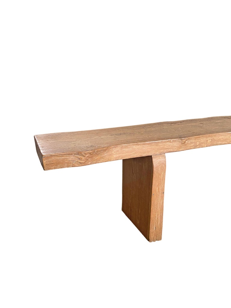 Solid Teak Wood Long Bench Modern Organic For Sale at 1stDibs
