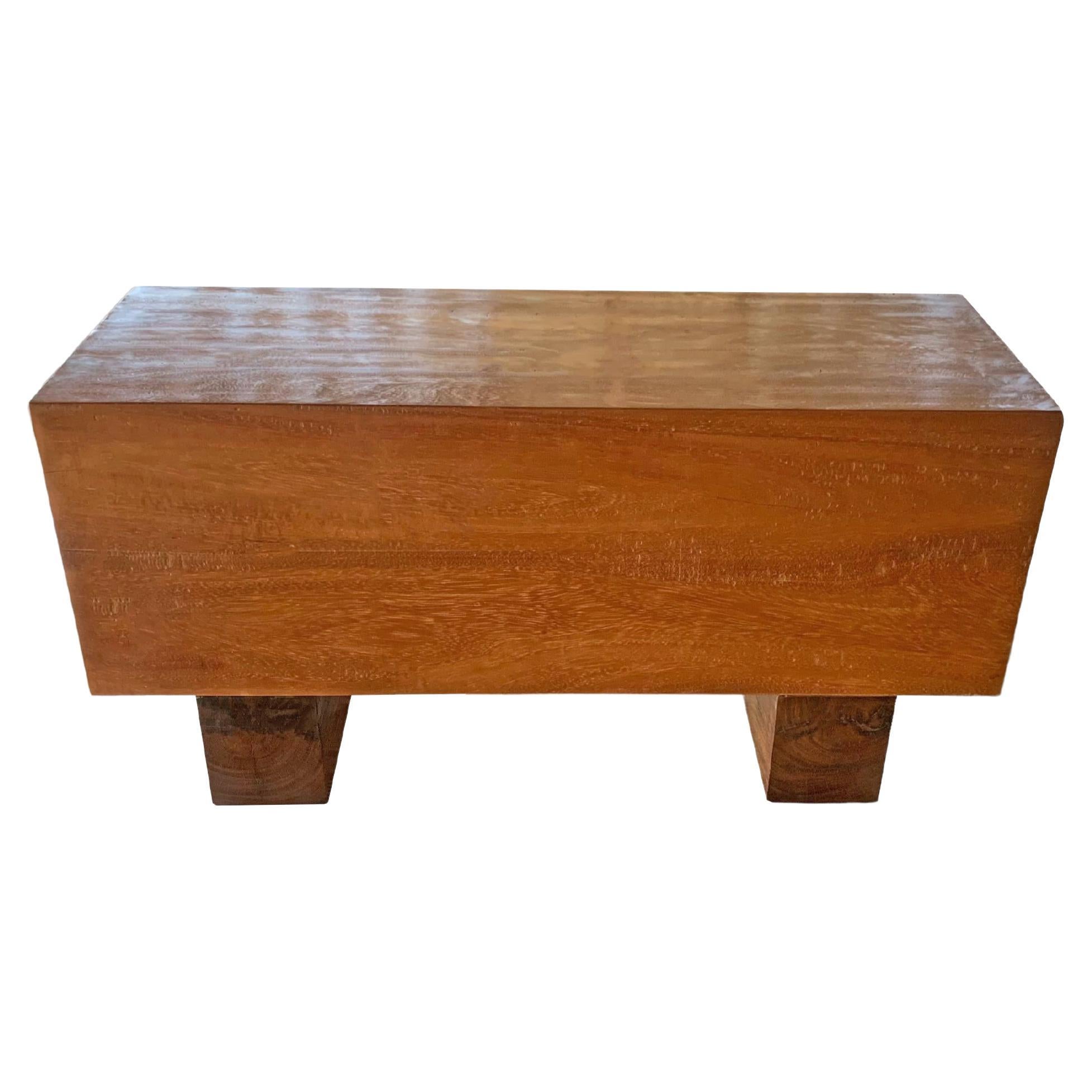 Solid Teak Wood Sculptural Bench Modern Organic For Sale at 1stDibs