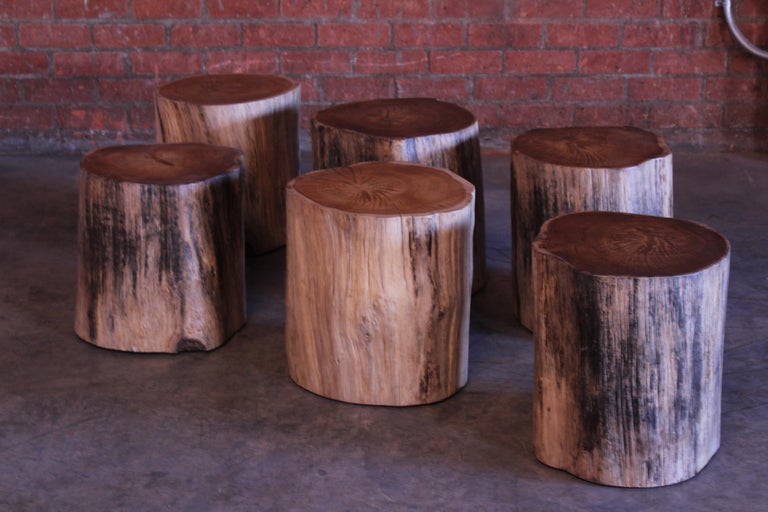 Solid Teak Wood Stump Side Tables For Sale at 1stDibs