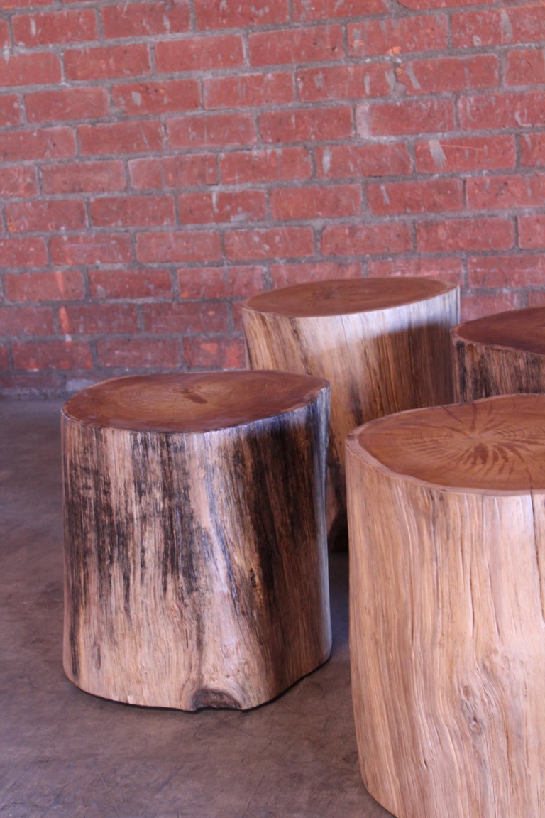 Solid Teak Wood Stump Side Tables For Sale at 1stDibs