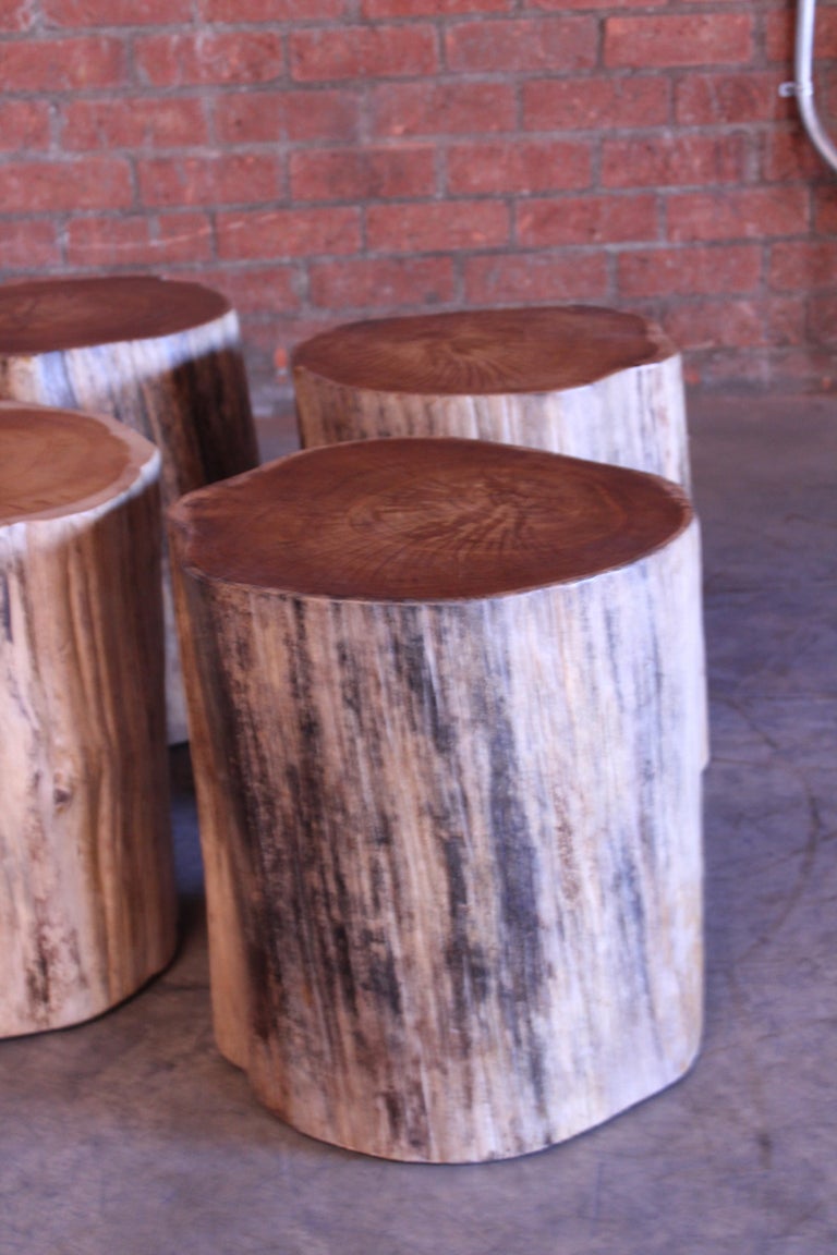 Solid Teak Wood Stump Side Tables For Sale at 1stDibs