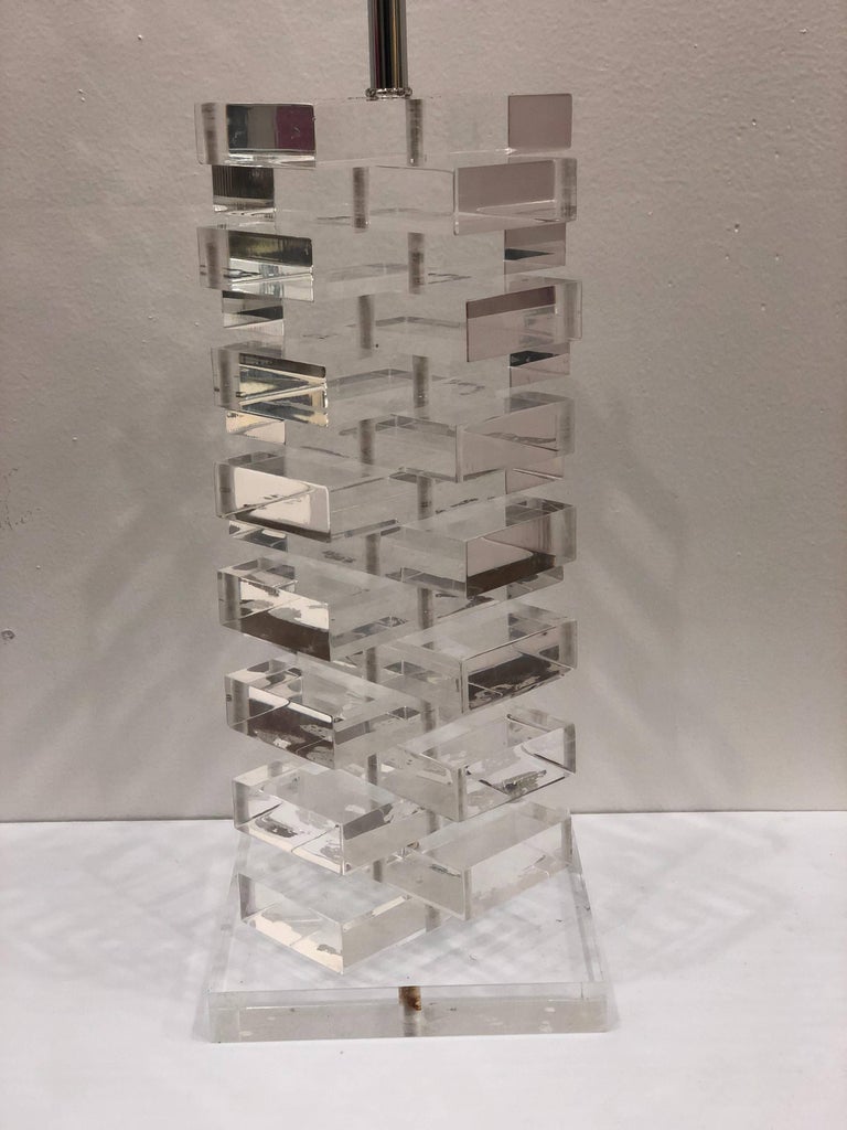 Solid Thick Lucite Criss Cross Table Lamp Base For Sale at 1stDibs ...