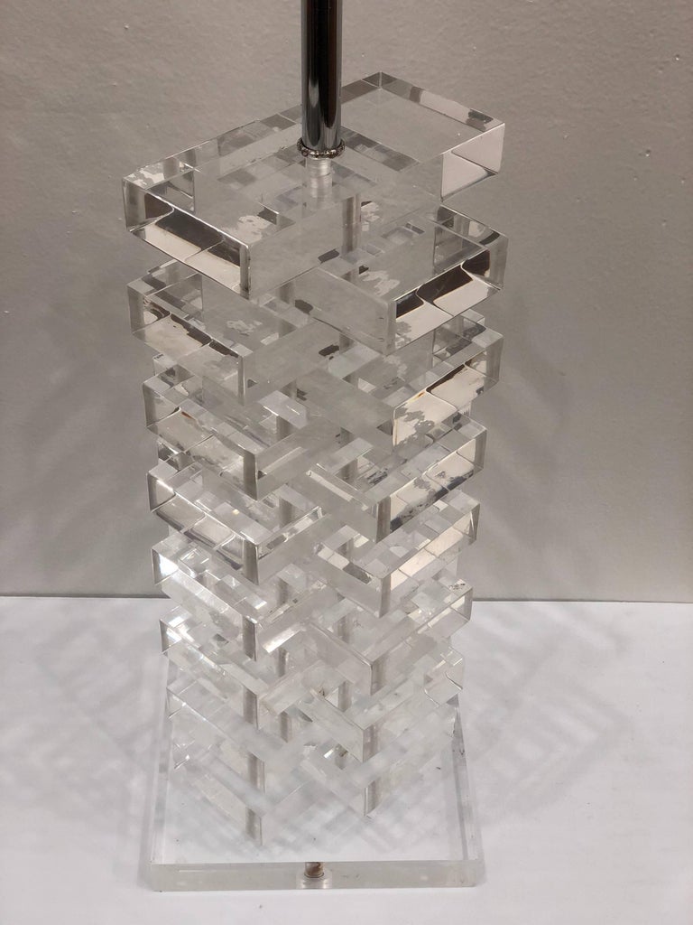Solid Thick Lucite Criss Cross Table Lamp Base For Sale at 1stDibs ...