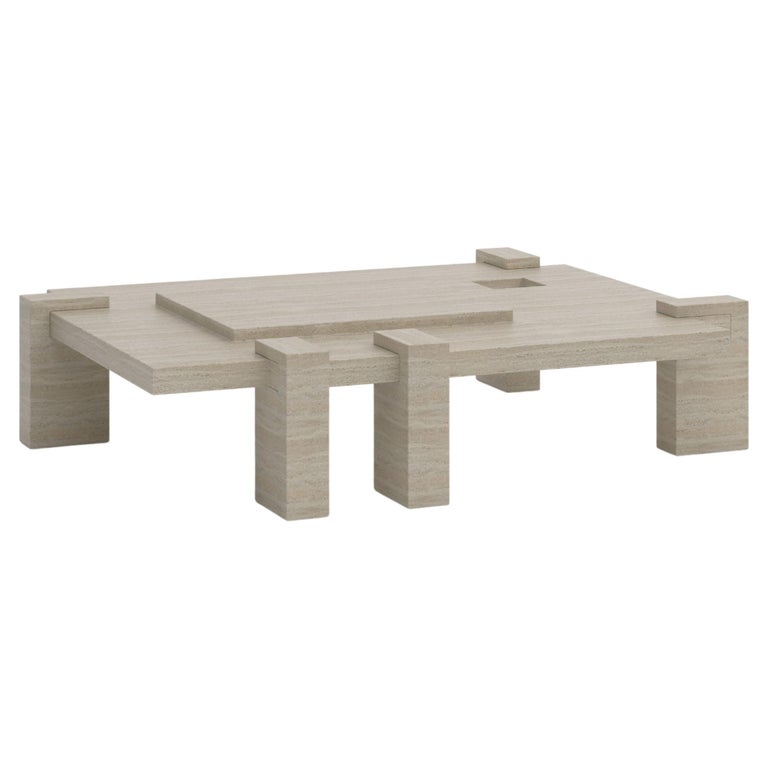 Table basse solide Travertin Chill En vente sur 1stDibs