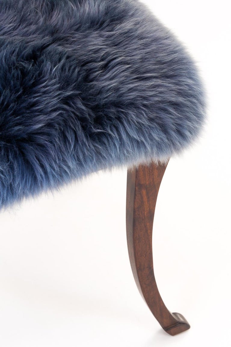 Solid Walnut and Mongolian Fur Bench For Sale at 1stDibs