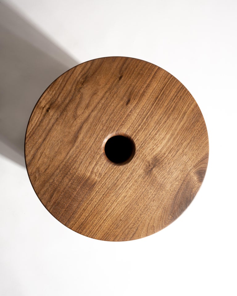 Solid Walnut End Tables Stools with Storage For Sale at 1stDibs