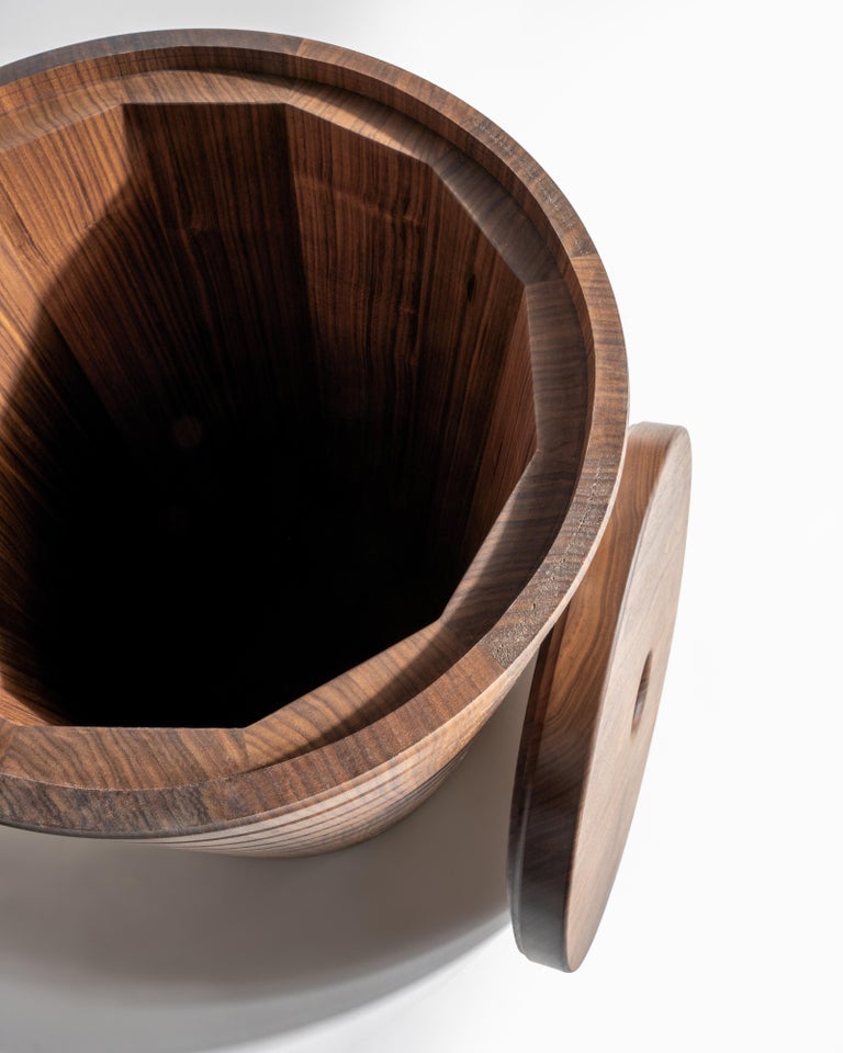 Solid Walnut End Tables Stools with Storage For Sale at 1stDibs