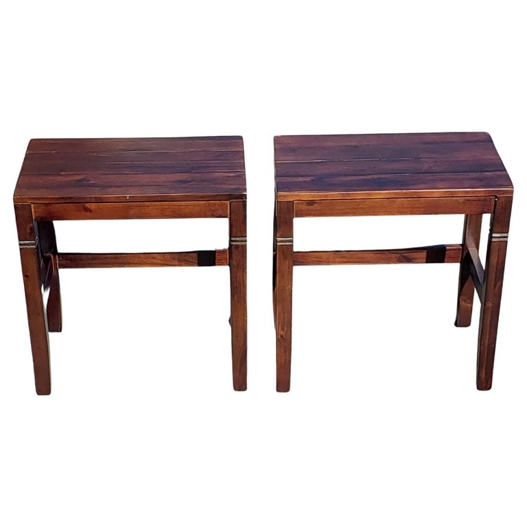 Solid Walnut Rectangular Side Tables, a Pair For Sale at 1stDibs