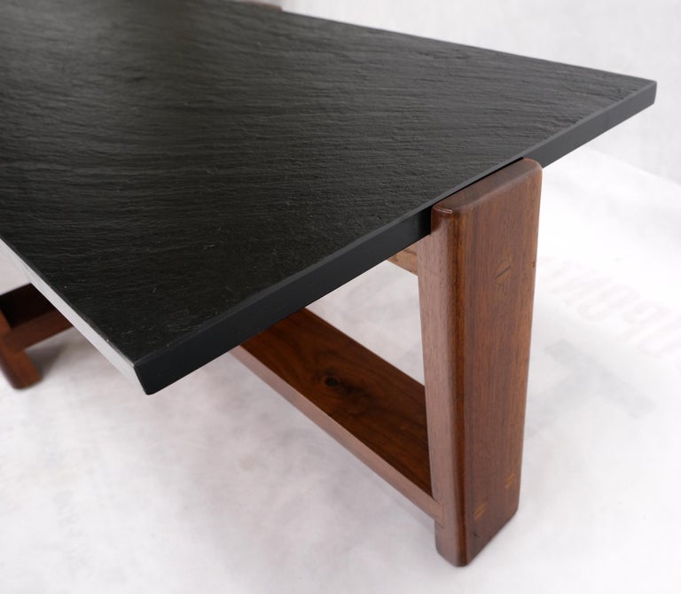 Solid Walnut and Slate Rectangular Mid-Century Modern Coffee Table For ...