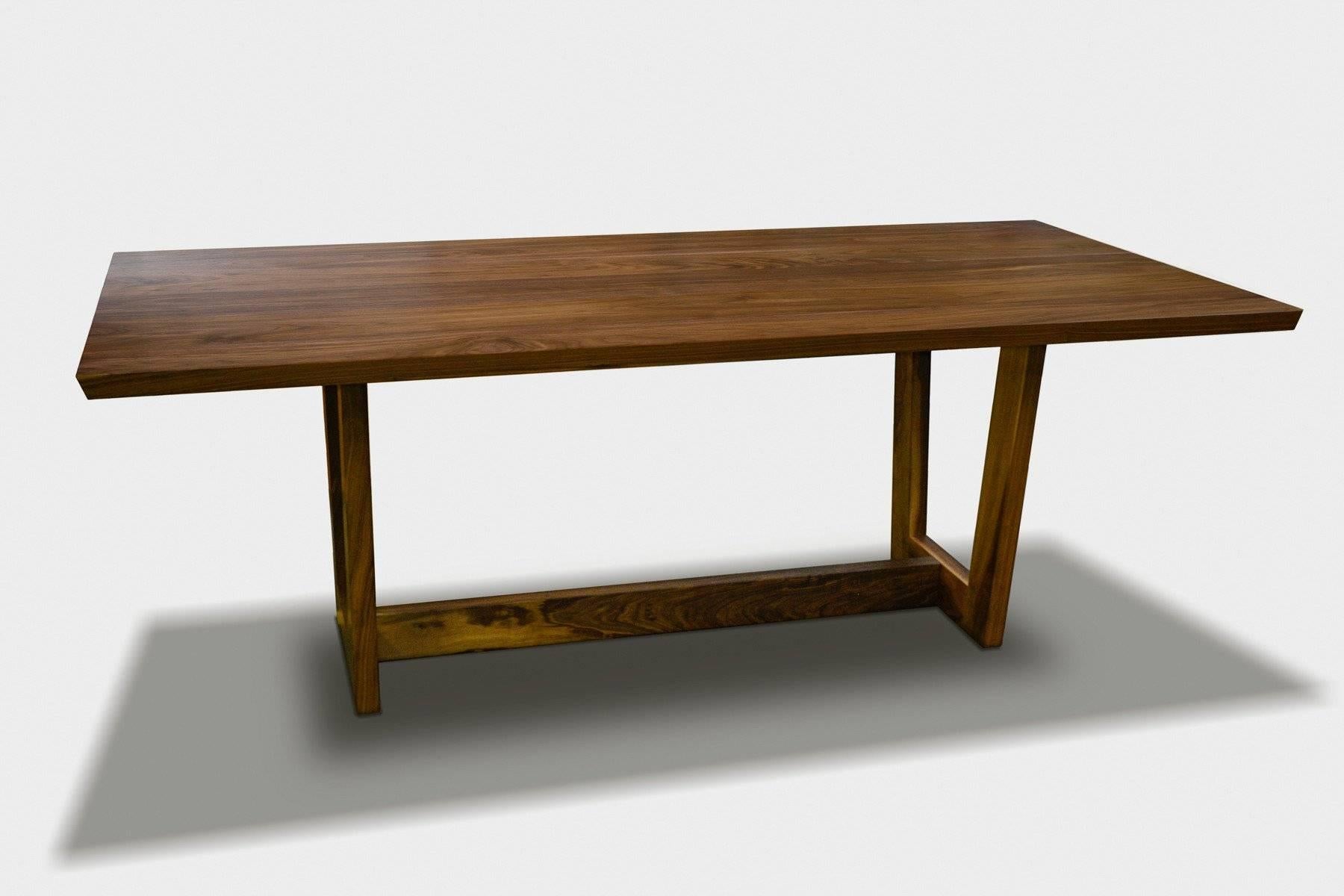 Solid Walnut Trestle Table with Bevelled Top For Sale at 1stDibs