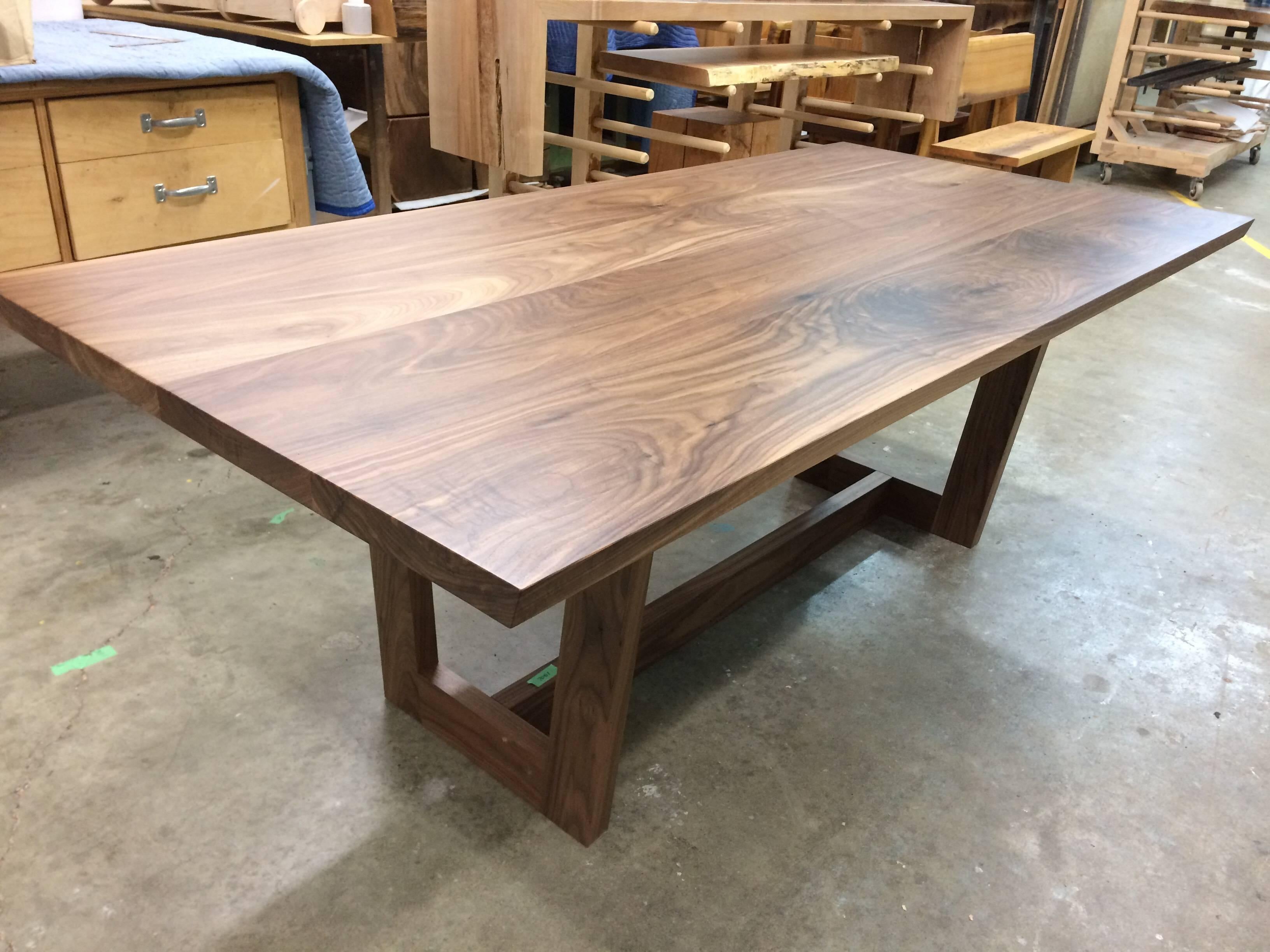Solid Walnut Trestle Table with Bevelled Top For Sale at 1stDibs