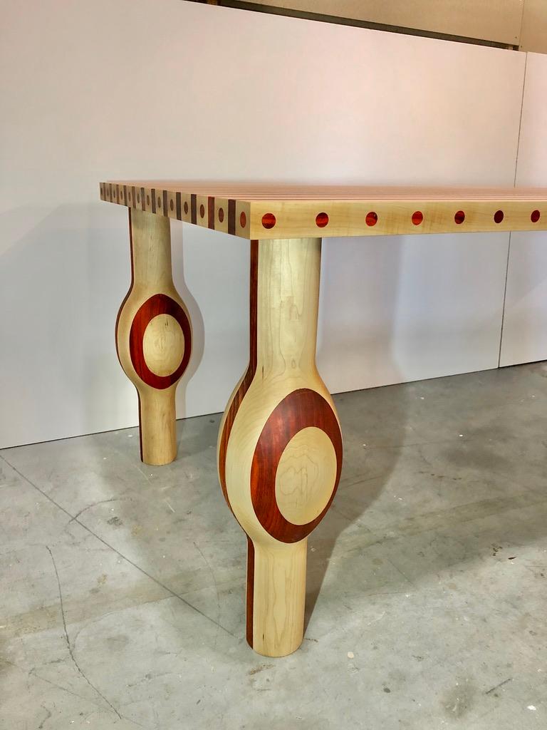 Maple and Padauk Solid Wood Dining Table For Sale at 1stDibs