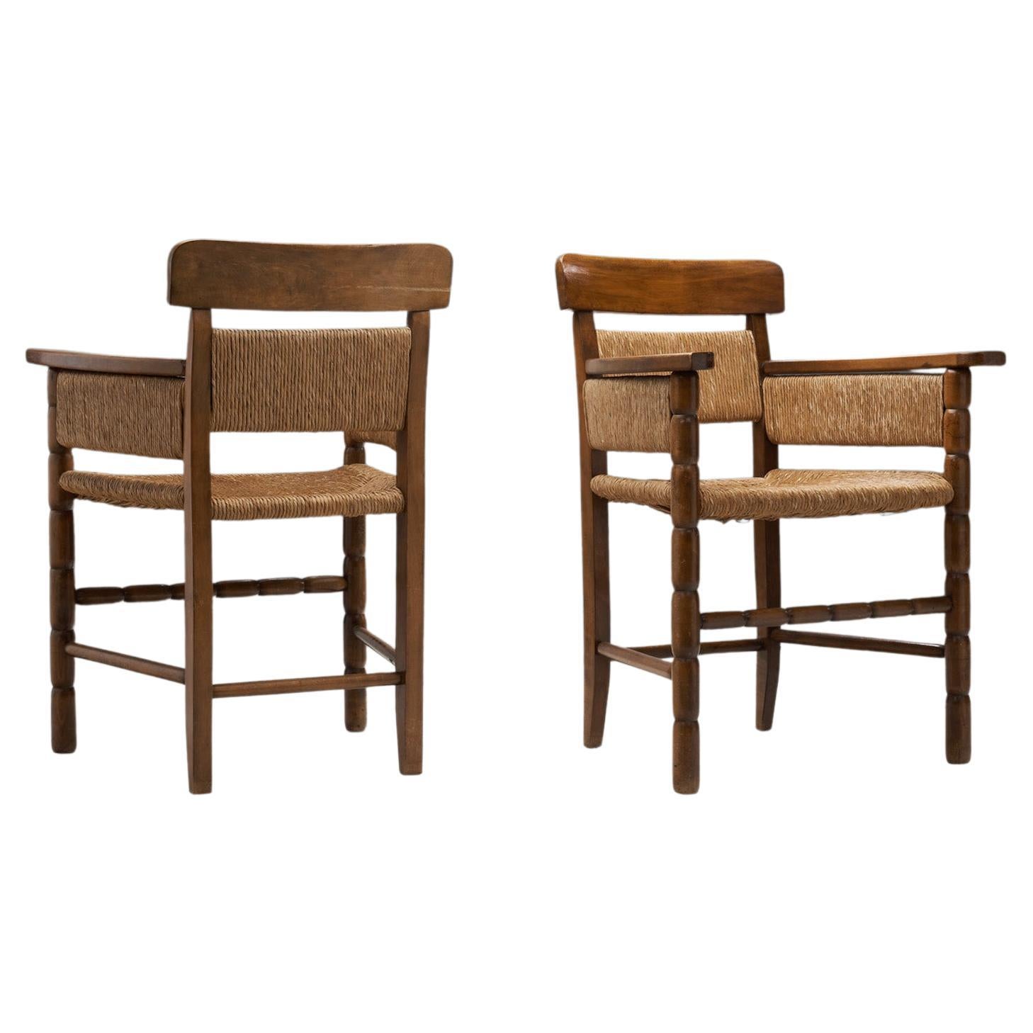 Solid Wood "Money Chair" with Upholstered Cushions, Europe late 19th ...