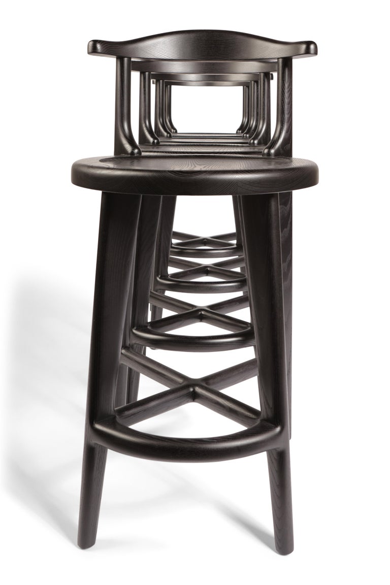 Solid Wood Bar or Counter Stool, Blackened Ash For Sale at 1stDibs