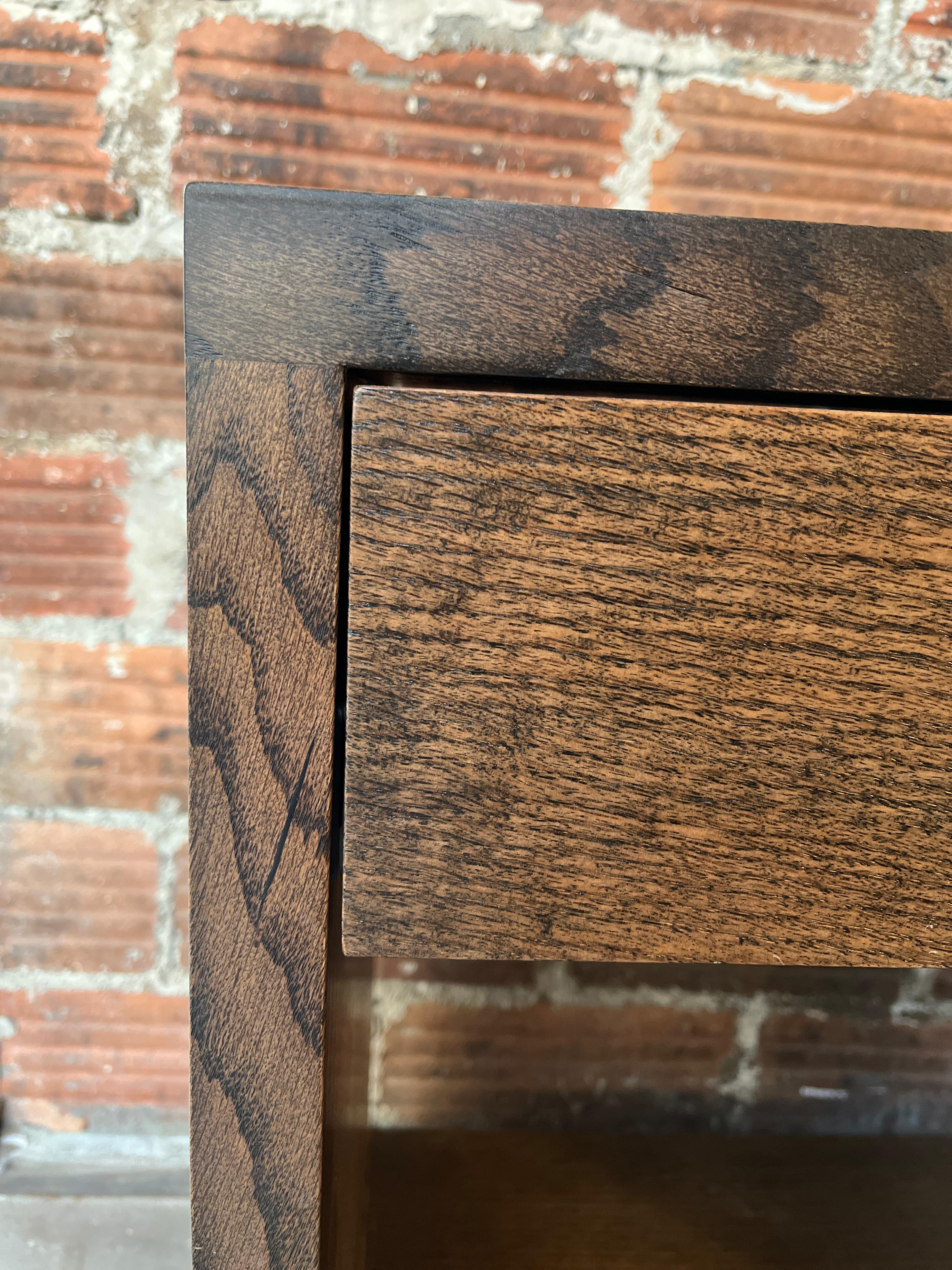 Solid Wood Bedside Table Box Joints Storage Dark Stain Evolve by ...