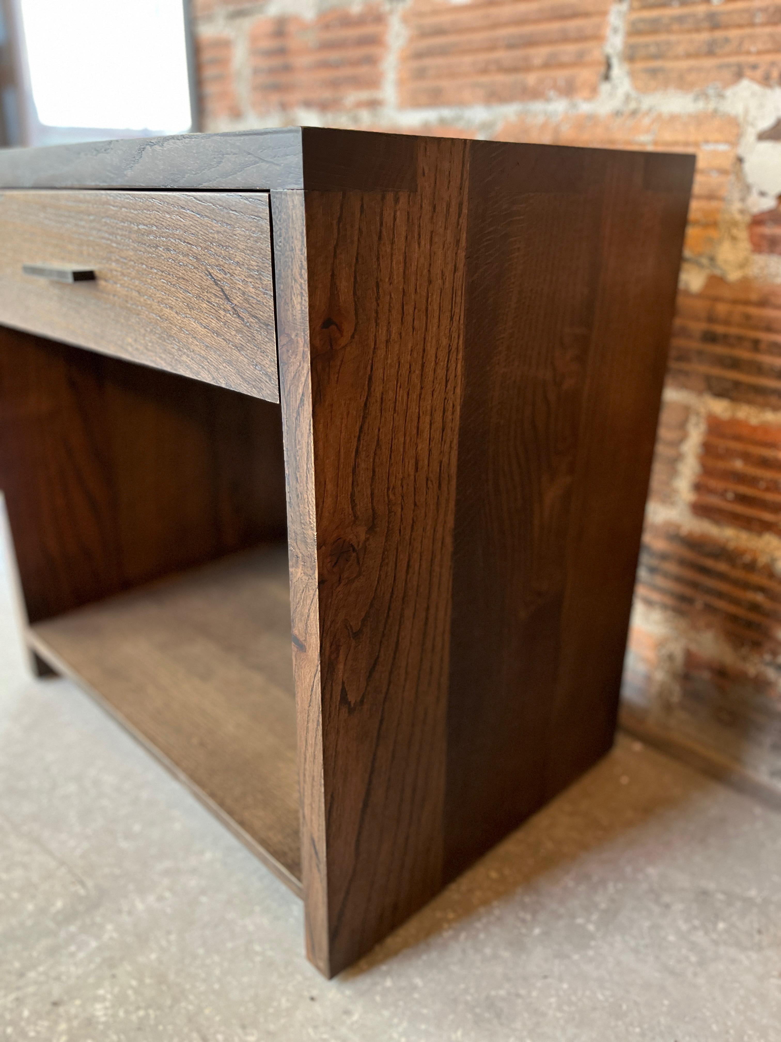 Solid Wood Bedside Table Box Joints Storage Dark Stain Evolve by ...