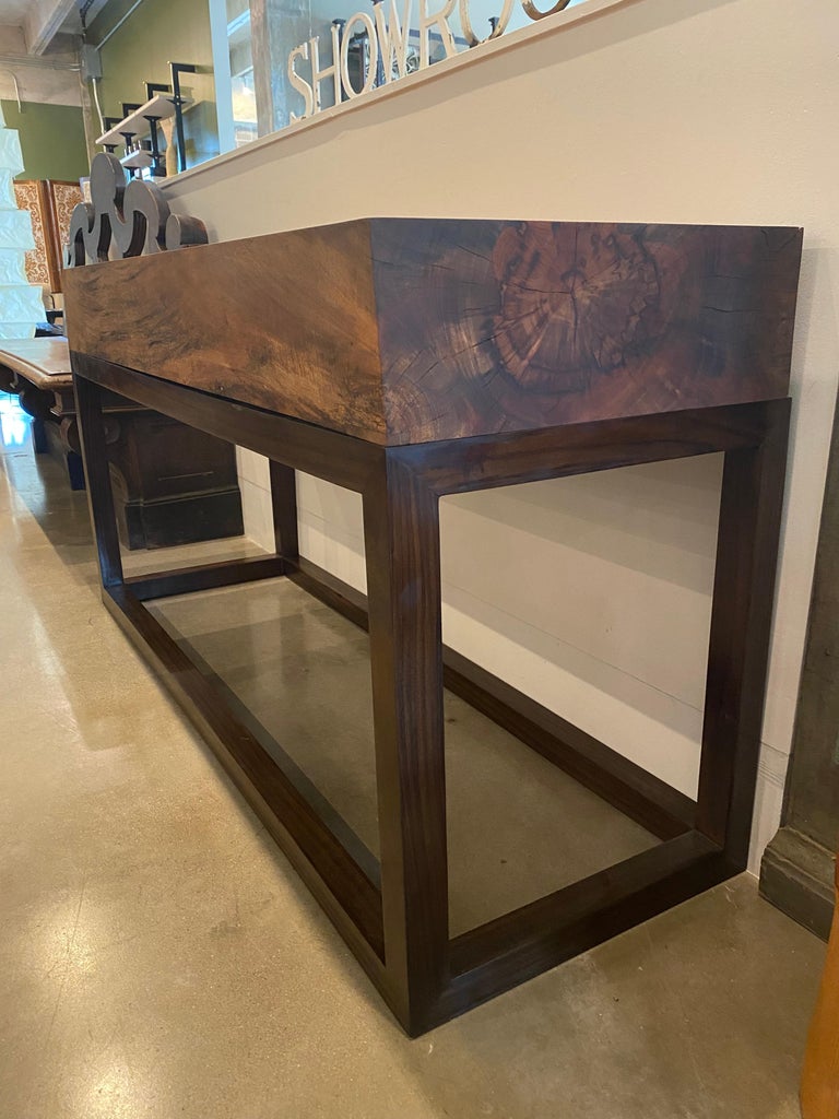 Solid Wood Block Console, Belgium, 1980's For Sale at 1stDibs