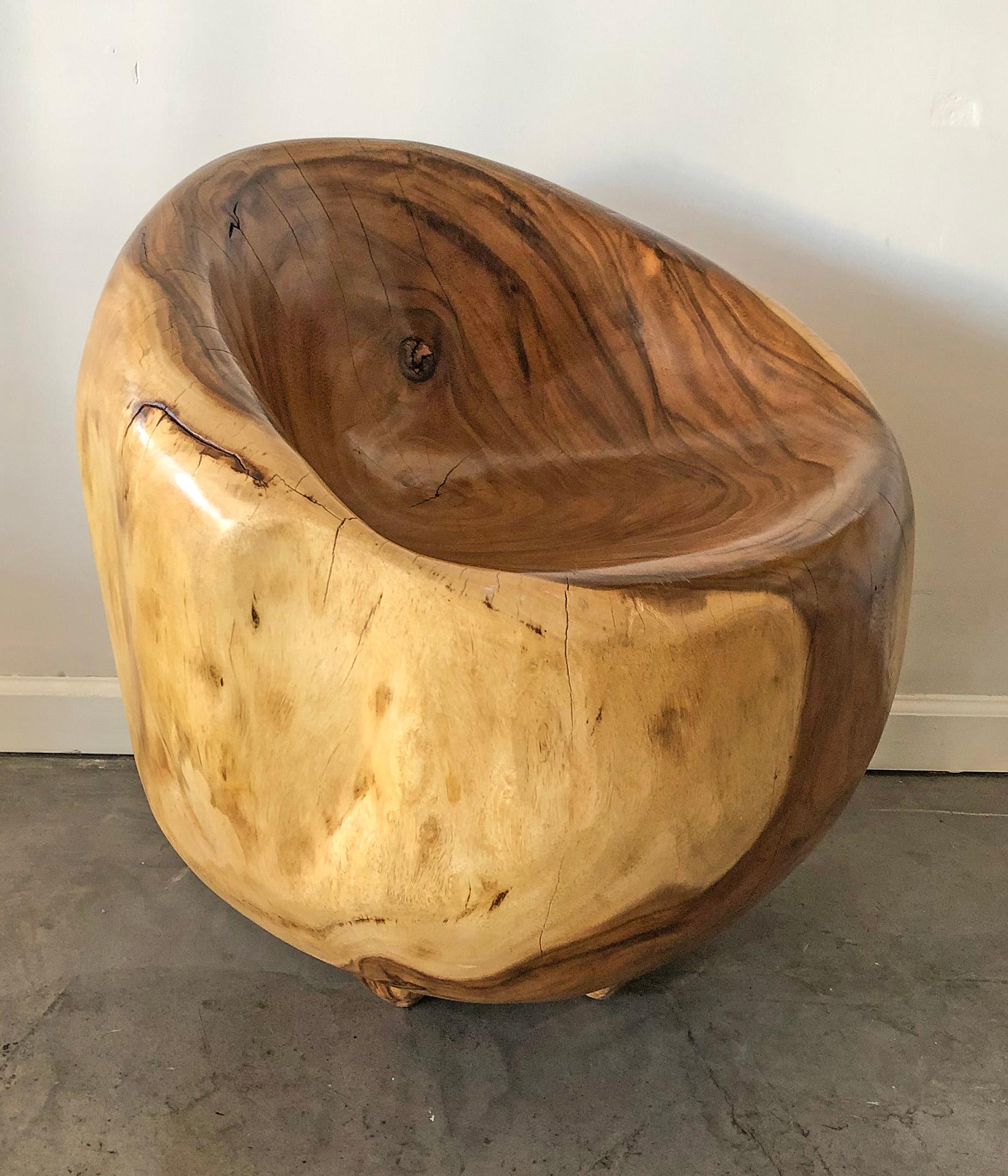Solid Wood Carved Modern Ball Chair at 1stDibs | wooden ball chair ...