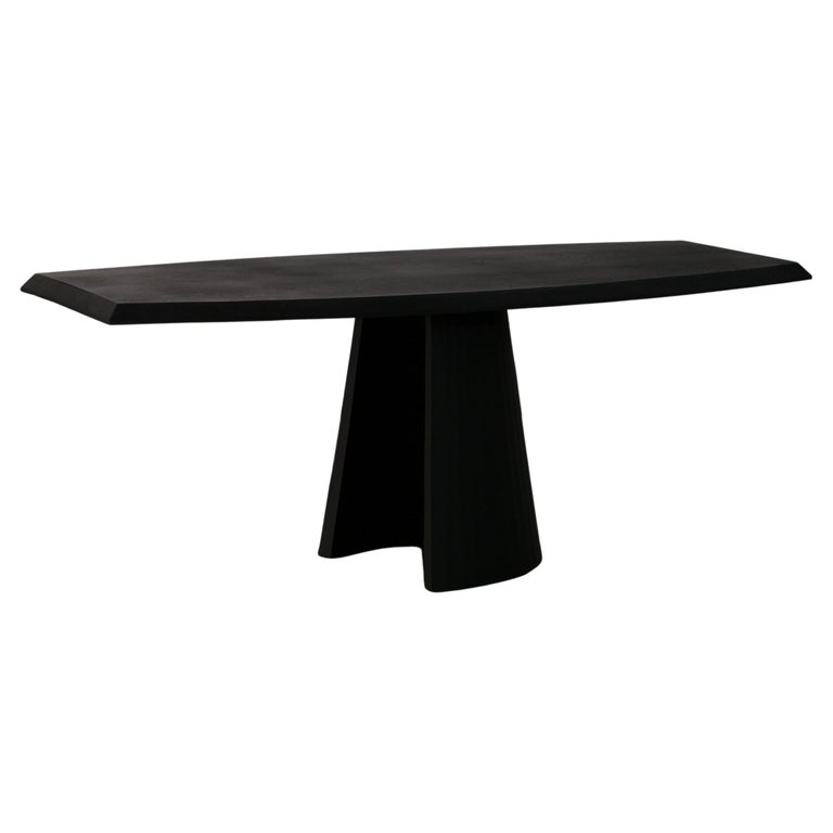 Solid wood sculpture base olive shaped tabletop dining table by Mirk ...