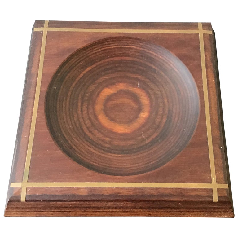 Solid Wood with Brass Inlay Coin Dish at 1stDibs