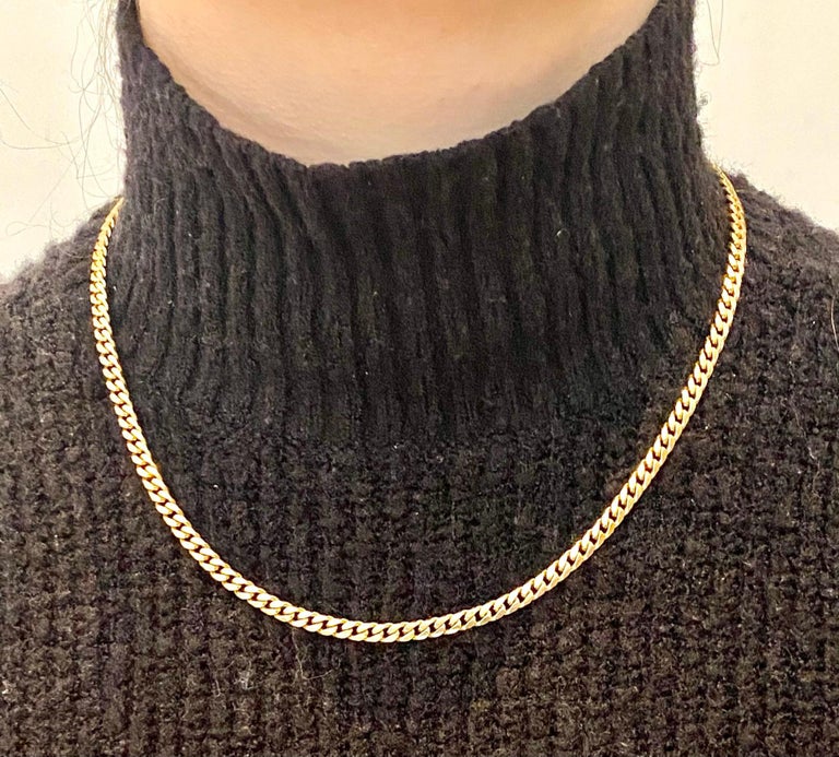 Solid Yellow Gold Curb Link Necklace For Sale at 1stDibs
