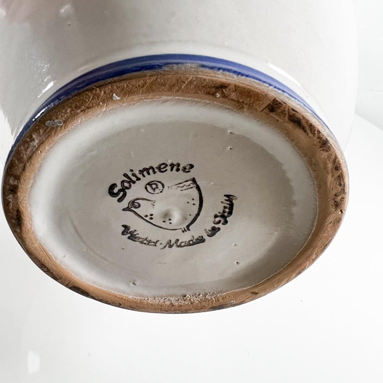 Solimene Hand Painted Vietri Italian Ceramic Blue Green Pitcher Chicks ...