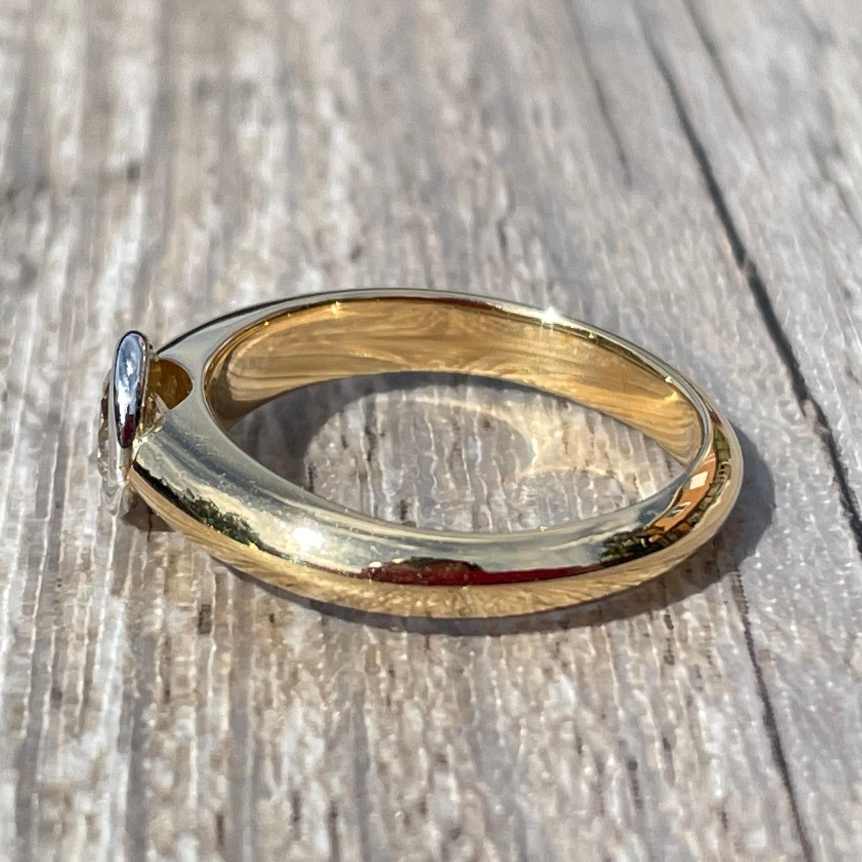 Solitaire 2 Golds Diamond in 18 Carat Gold For Sale at 1stDibs