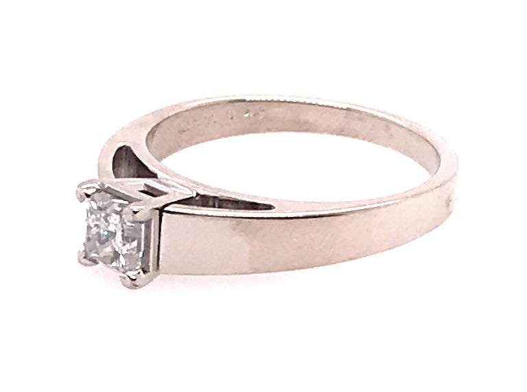 Solitaire Diamond Engagement Ring .50 Carat 14k Princess Cut White Gold ...
