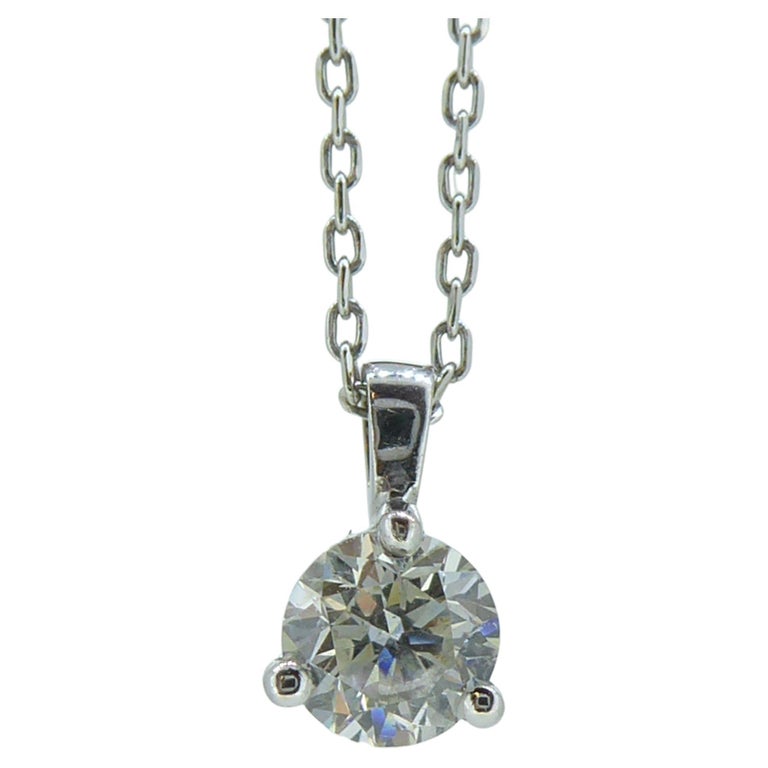 Solitaire Diamond Pendant on White Gold Chain at 1stDibs
