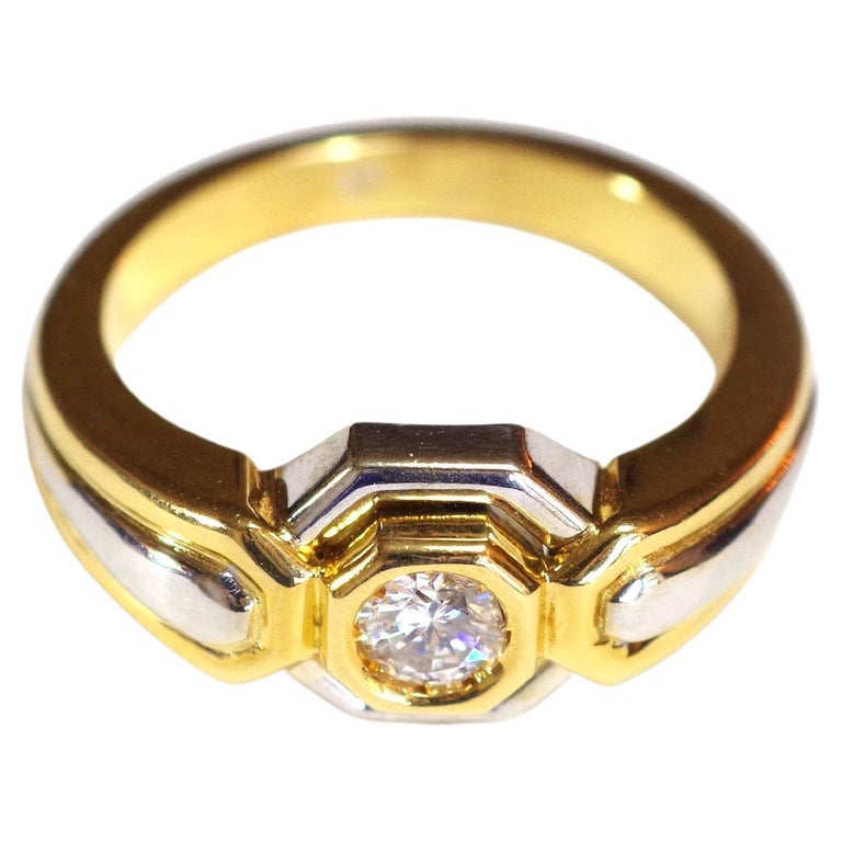 Solitaire Diamond Ring Two Tones Gold, Pre-Owned Ring For Sale at 1stDibs
