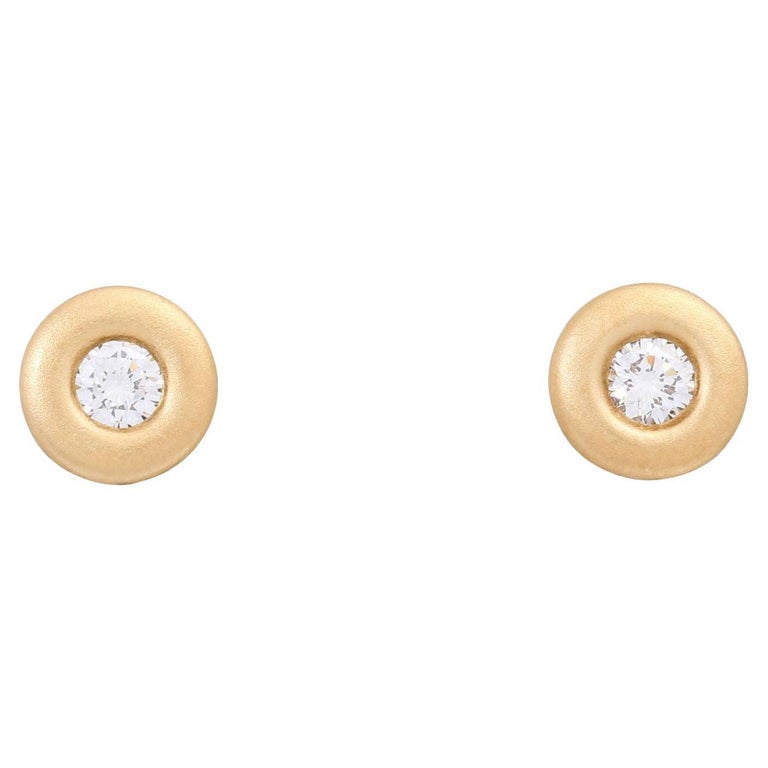 Solitaire Ear Studs with Brilliant-Cut Diamonds Totaling Approximately ...