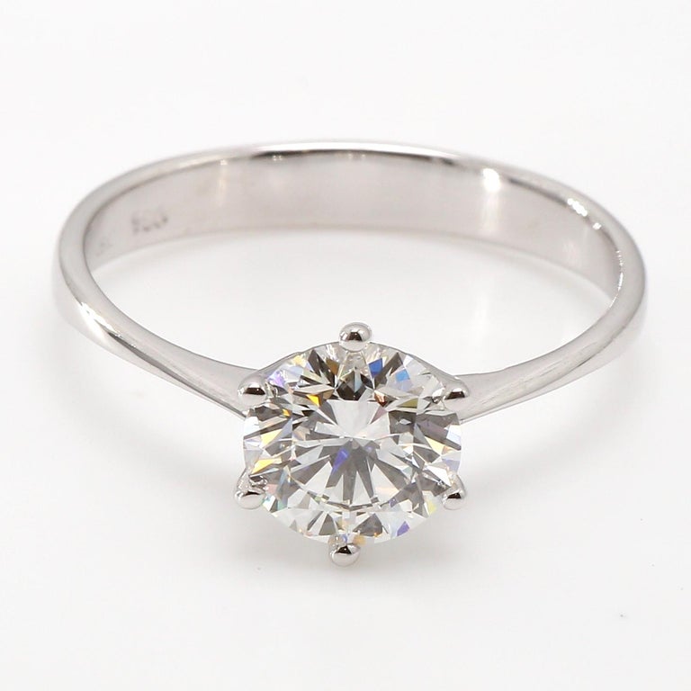 Solitaire Engagement Ring, GIA Graded Round Diamond 1.20ct in 18K White ...