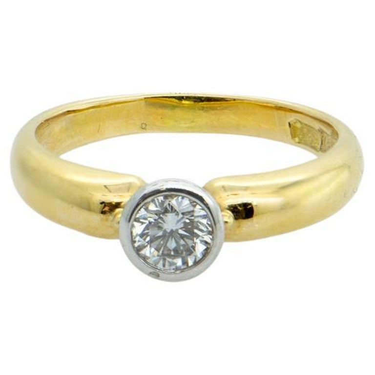 Solitaire Engagement Ring in Bezel Setting For Sale at 1stDibs